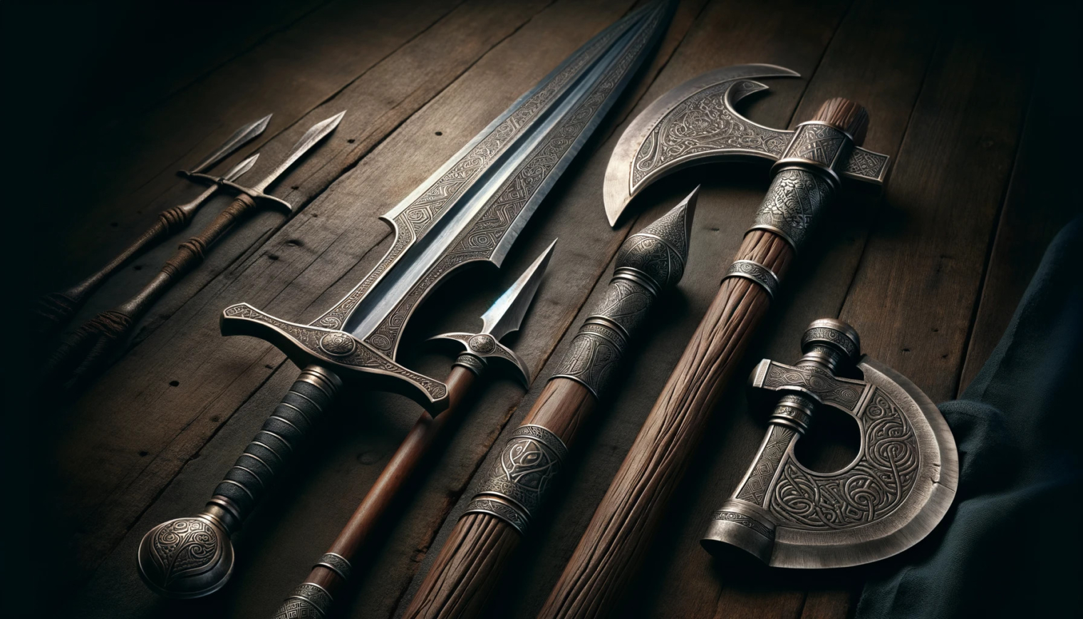 Viking warriors and weapons