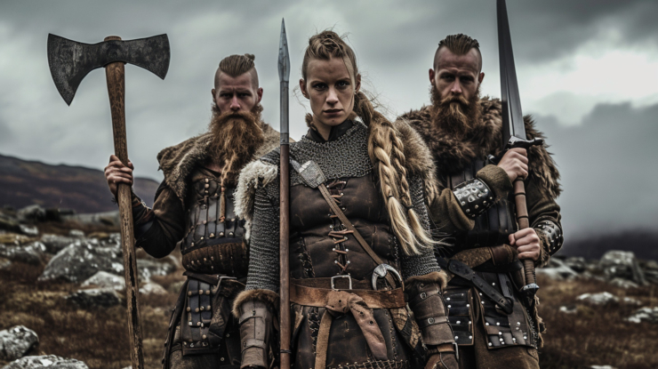 Viking warriors and weapons